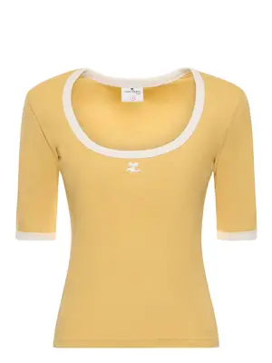 COURREGES Holistic Contrast Cotton T-shirt - Yellow