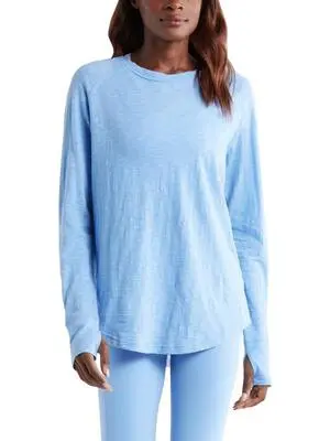 Zella Zella Relaxed Washed 2.0 Long Sleeve Slub Tee Blue Azurine