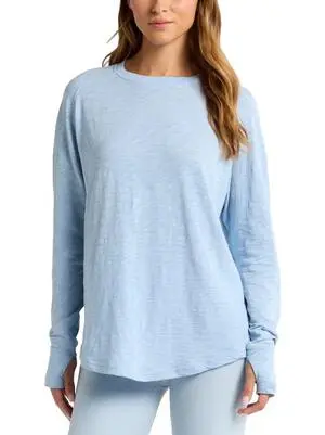 Zella Relaxed Washed 2.0 Long Sleeve Slub Tee - Blue Fog