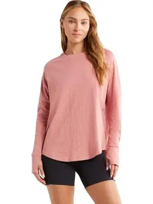 Zella Zella Relaxed Washed 2.0 Long Sleeve Slub Tee Pink Desert