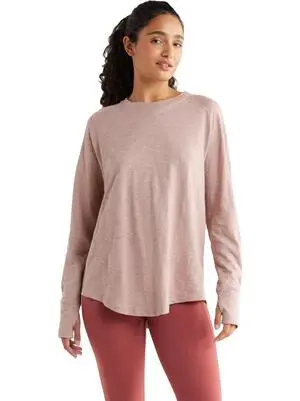 Zella Zella Relaxed Washed 2.0 Long Sleeve Slub Tee Pink Fawn