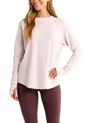 Zella Relaxed Washed 2.0 Long Sleeve Slub Tee - Pink Ice