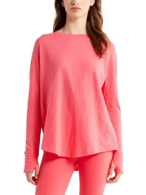 Zella Zella Relaxed Washed 2.0 Long Sleeve Slub Tee Pink Paradise