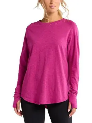 Zella Zella Relaxed Washed 2.0 Long Sleeve Slub Tee Purple Boysen