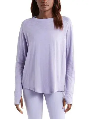Zella Zella Relaxed Washed 2.0 Long Sleeve Slub Tee Purple Heirloom