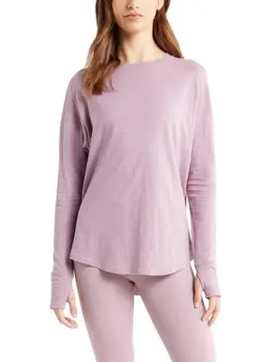 Zella Zella Relaxed Washed 2.0 Long Sleeve Slub Tee Purple Morn