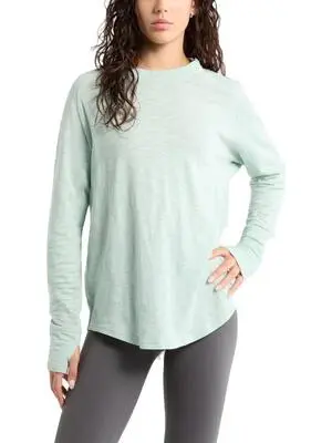 Zella Relaxed Washed 2.0 Long Sleeve Slub Tee - Teal Tide