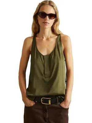 REISS Frankie Scoop Neck Vest - Khaki