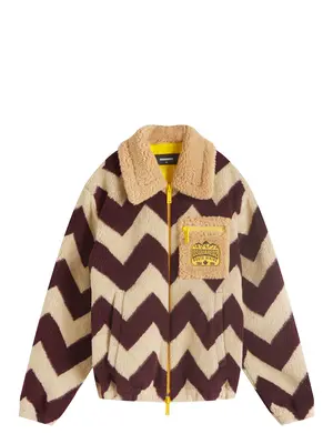 Dsquared2 Mountain Fur Pile Jacket - Beige/burgundi