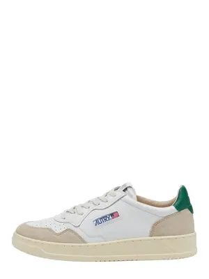 AUTRY 01 Low Leather And Suede Sneaker - White/green