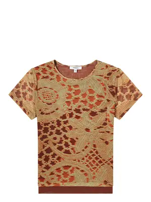 Miaou Mini T-shirt - Orange Lace