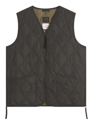 Taion Military Zip V-neck Down Vest - Black