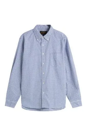 BEAMS Button Down Gingham Oxford Shirt - Blue