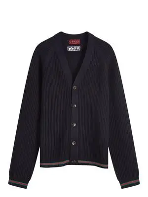 Gucci Grg Trim Cotton Cardigan - Navy/green/red