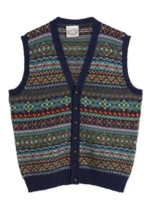 JAMIESON'S OF SHETLAND Fair Isle Button Through Vest - Eclipse