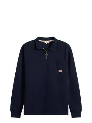 Armor Lux Half Zip Pocket Sweatshirt - Navy