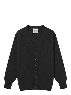 JAMIESON'S OF SHETLAND V-Neck Wool Cardigan Black Mix