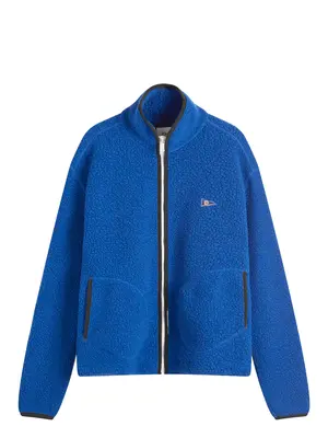 DRAKE'S Boucle Wool Zip Fleece Jacket - Blue