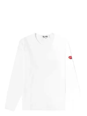Play Comme Des Garcon Long Sleeve Invader T-shirt - White