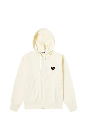 Play Comme Des Garcon Comme Des Garçons Play Heart Full Zip Hoodie Ivory