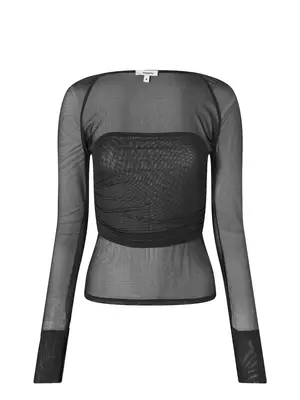 Miaou Iris Long Sleeve Mesh Top - Black