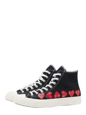 Play Comme Des Garcon X Converse Multi Heart High Sneakers - Black