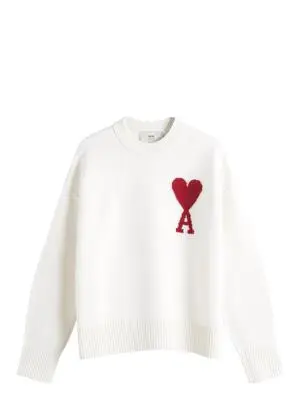 Ami AMI Paris ADC Crew Knit Sweater Off White/red