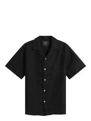 Portuguese Flannel Linen Camp Vacation Shirt - Black