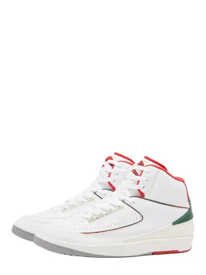JORDAN 2 Retro High-top Sneakers - White/fire Red Fir Sail