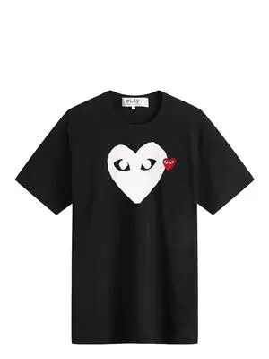 Play Comme Des Garcon Double Heart Logo T-shirt - Black/white/red
