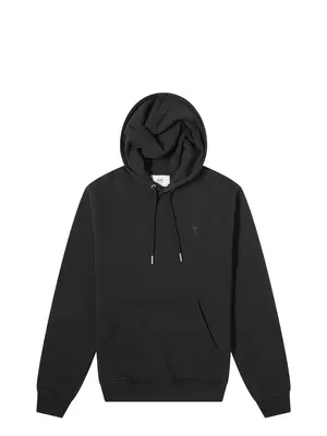 Ami Tonal Heart Hoodie - Wool Tricotine Black