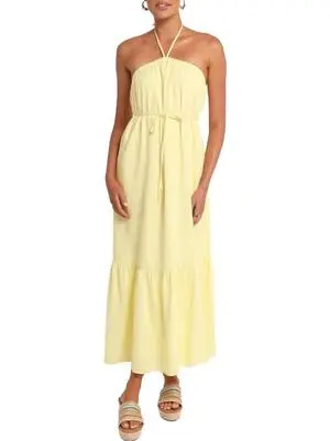 PETAL & PUP Halter Neck Maxi Dress - Lemon