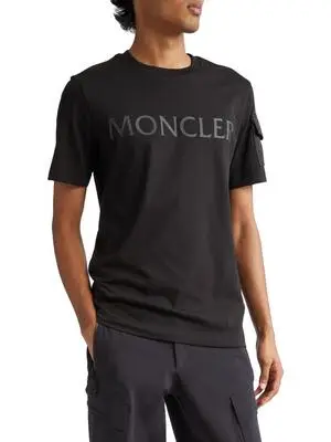 Moncler Logo Pocket Cotton T-shirt - Black