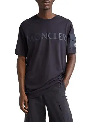 Moncler Logo Pocket Cotton T-shirt - Navy