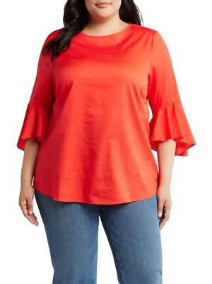 HARSHMAN Malena Flutter Sleeve Top - Poppy Red