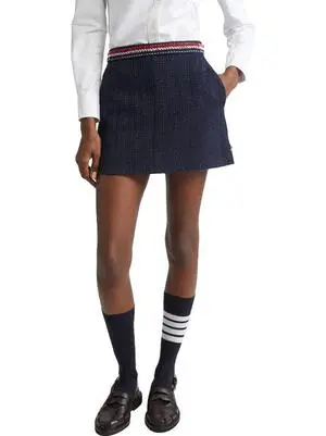 Thom Browne Side Tab Tweed Miniskirt - Navy