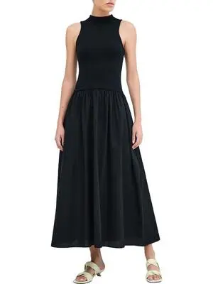 MARCELLA Montrose Mixed Media Maxi Dress - Black