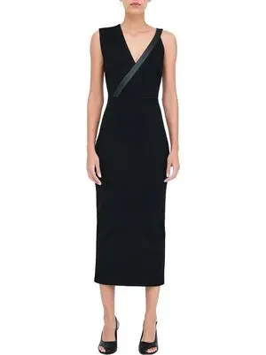 MARCELLA Carlton Asymmetric Sheath Midi Dress - Black