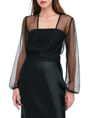 MARCELLA Verona Sheer Mesh Wrap Bolero - Black