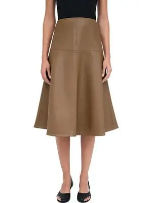 MARCELLA Lexi Faux Leather A-line Skirt - Taupe