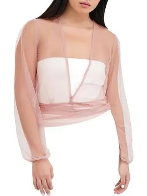 MARCELLA Verona Sheer Mesh Wrap Bolero - Dusty Pink