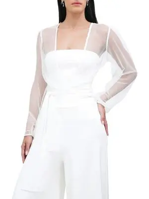 MARCELLA Verona Sheer Mesh Wrap Bolero - Off White