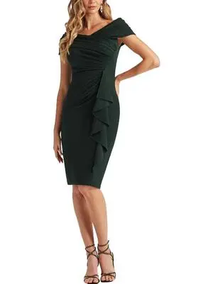Tadashi Shoji Side Drape Sheath Dress - Dark Forest