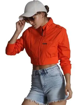 MEMBERS ONLY Cropped Racer Jacket - Orange