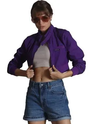 MEMBERS ONLY Cropped Racer Jacket - Purple