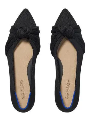Rothy's The Knot Point Ii Knit Flats With Knotted Embellishment - Black