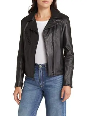 SCHOTT Clean Perfecto Asymmetric Leather Moto Jacket - Black