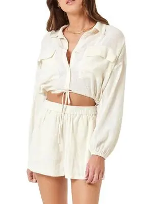L*SPACE Button-Up Cover-Up Crop Top