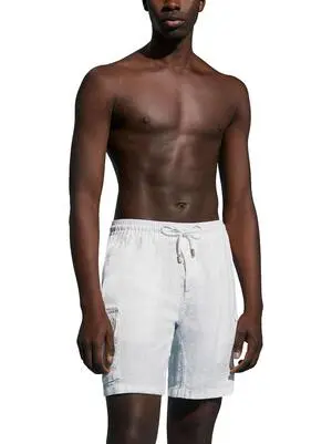 Vilebrequin Linen Bermuda Cargo Shorts Blanc