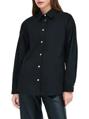 MARCELLA Ezra High-low Cotton Button-up Shirt - Black